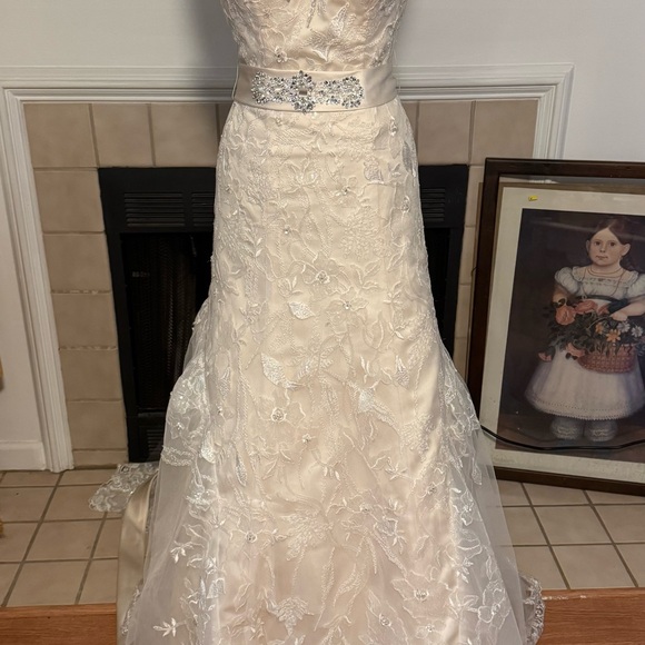 Coco Anais | Dresses | Coco Anais Cream Strapless Crystal And Lace ...
